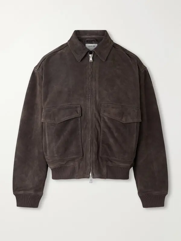 AGOLDE Emil Suede Bomber Jacket - Brown