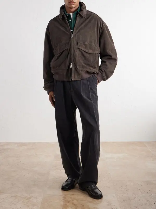AGOLDE Emil Suede Bomber Jacket - Brown