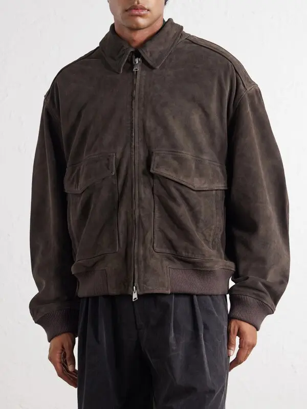 AGOLDE Emil Suede Bomber Jacket - Brown