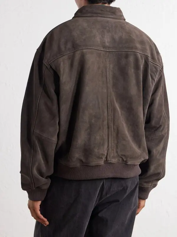 AGOLDE Emil Suede Bomber Jacket - Brown