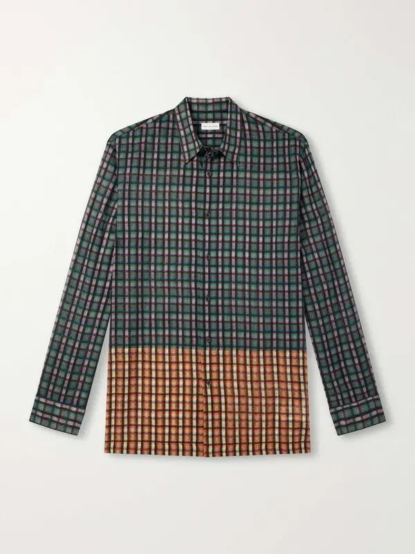 Dries Van Noten Paneled Checked Cotton-voile Shirt