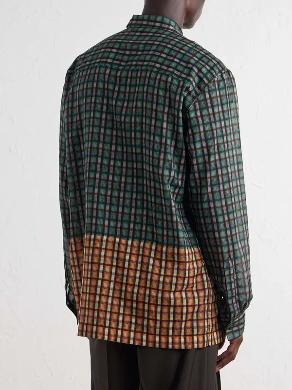 Dries Van Noten Paneled Checked Cotton-voile Shirt