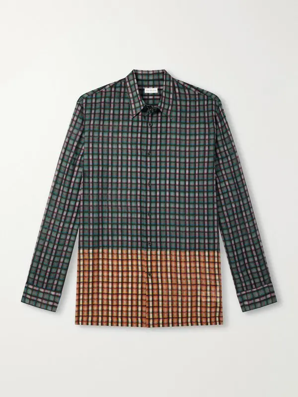 Dries Van Noten Panelled Checked Cotton-voile Shirt