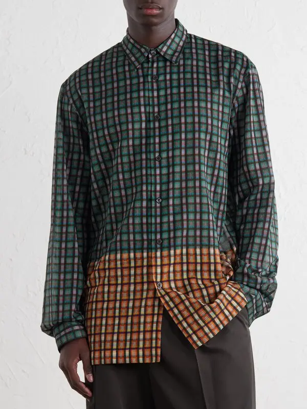 Dries Van Noten Panelled Checked Cotton-voile Shirt