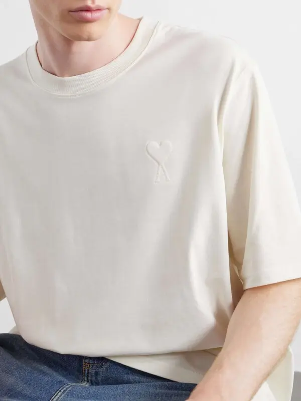 AMI Paris Logo-embroidered Cotton-jersey T-shirt