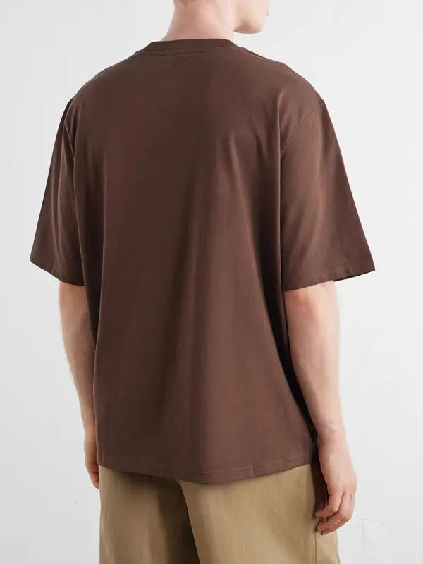AMI Paris Logo-embroidered Cotton-jersey T-shirt