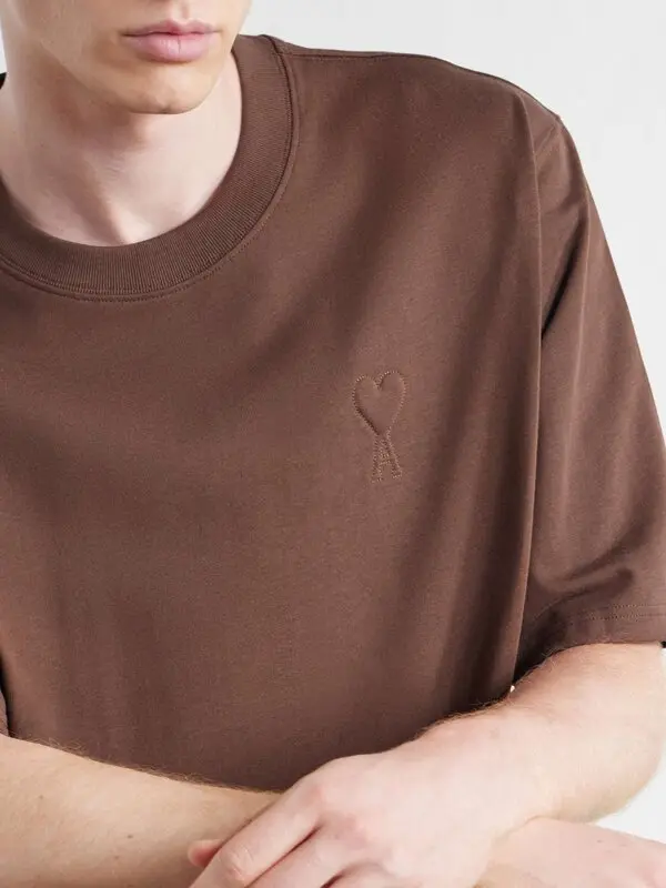 AMI Paris Logo-embroidered Cotton-jersey T-shirt