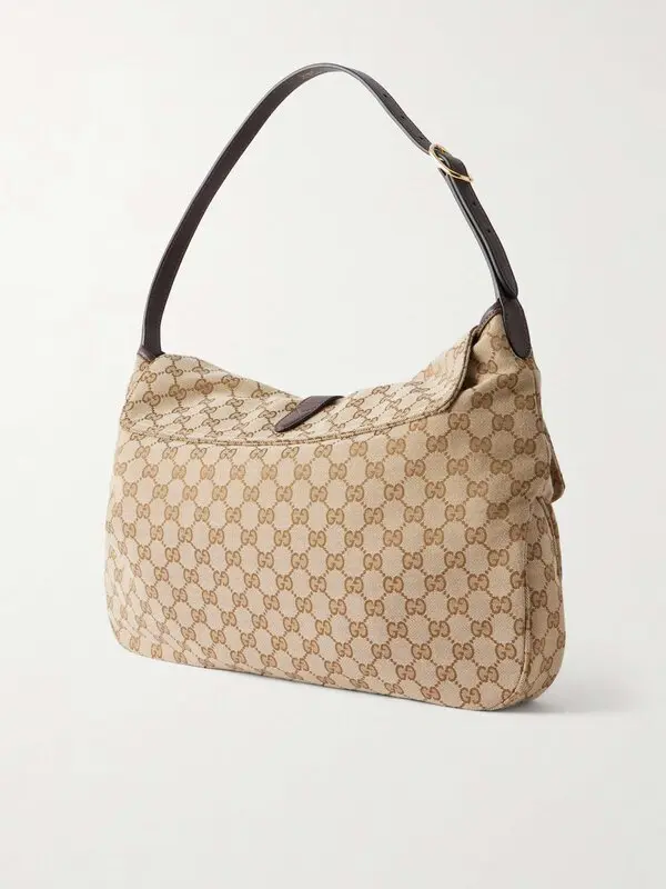 Gucci Jackie Leather-trimmed Canvas-jacquard Crossbody Bag
