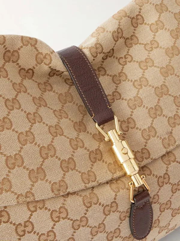 Gucci Jackie Leather-trimmed Canvas-jacquard Crossbody Bag