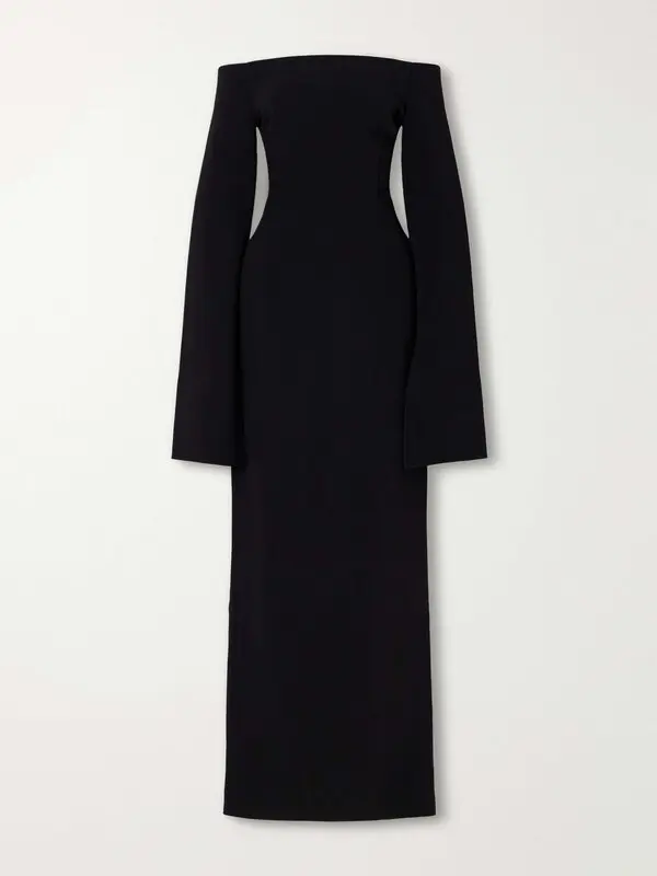 Solace London Marcella Off-the-shoulder Crepe Gown - Black