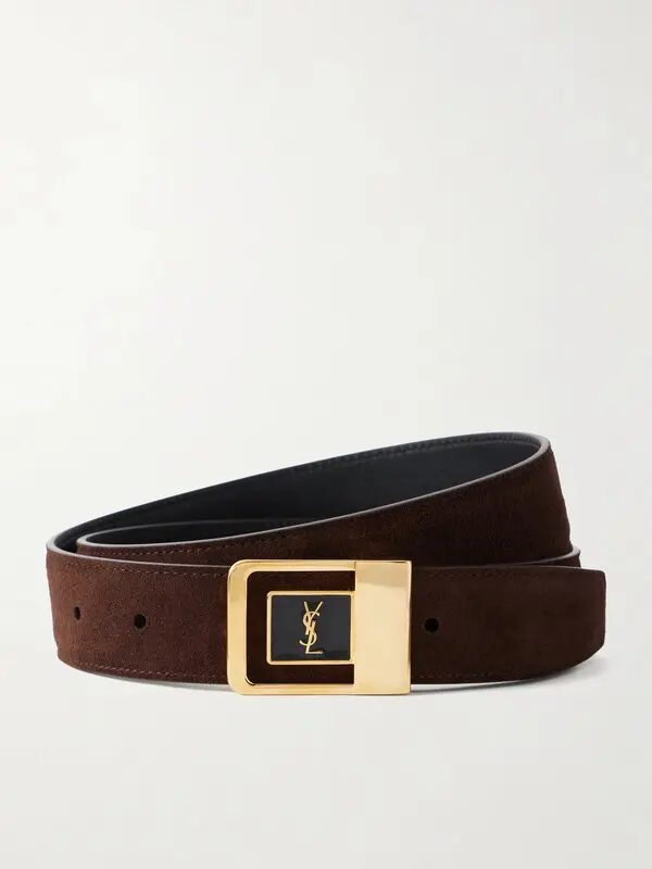 Saint Laurent Suede Belt - Brown