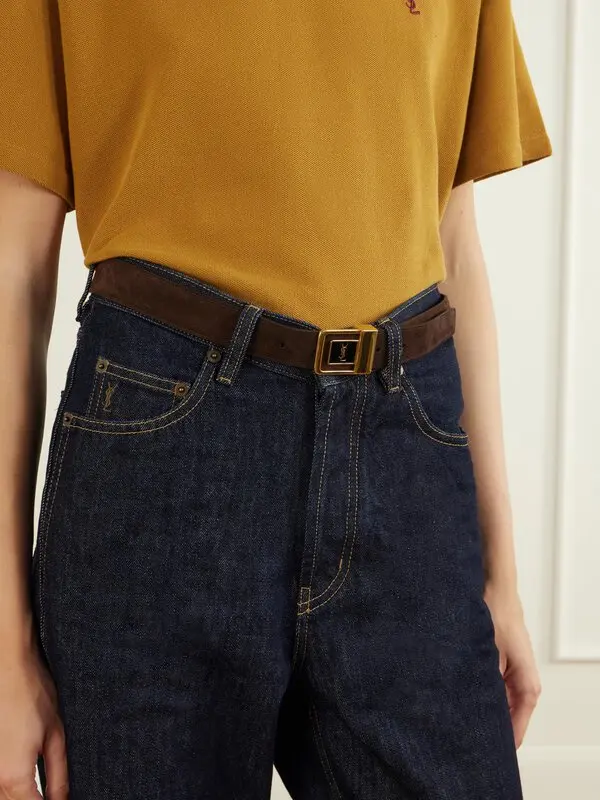Saint Laurent Suede Belt - Brown