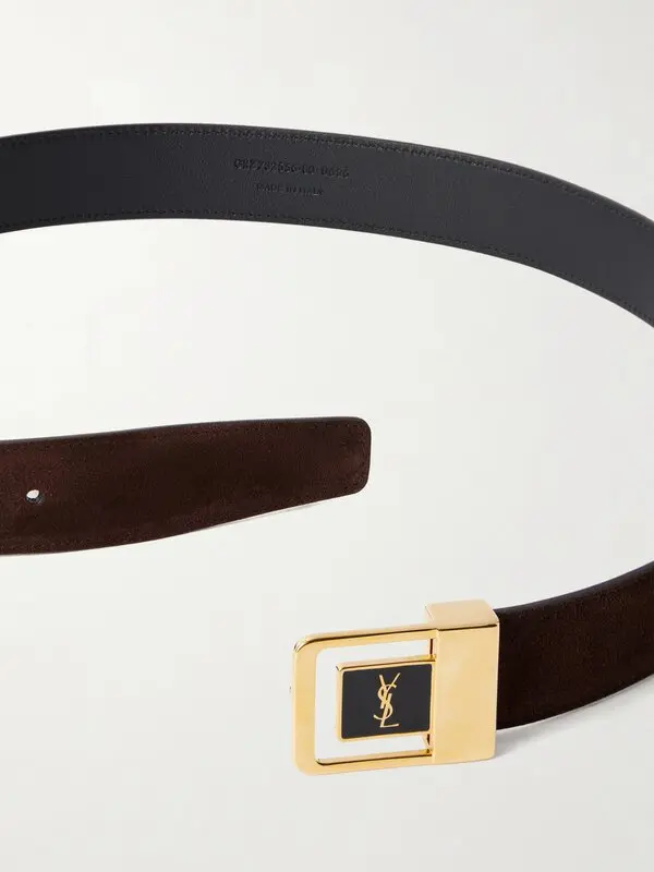 Saint Laurent Suede Belt - Brown