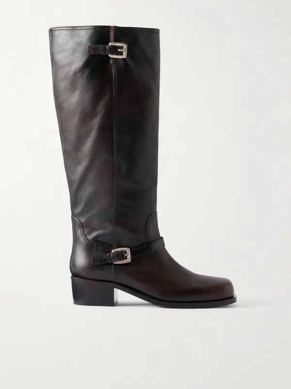 Staud Brooklyn Leather Knee Boots - Brown