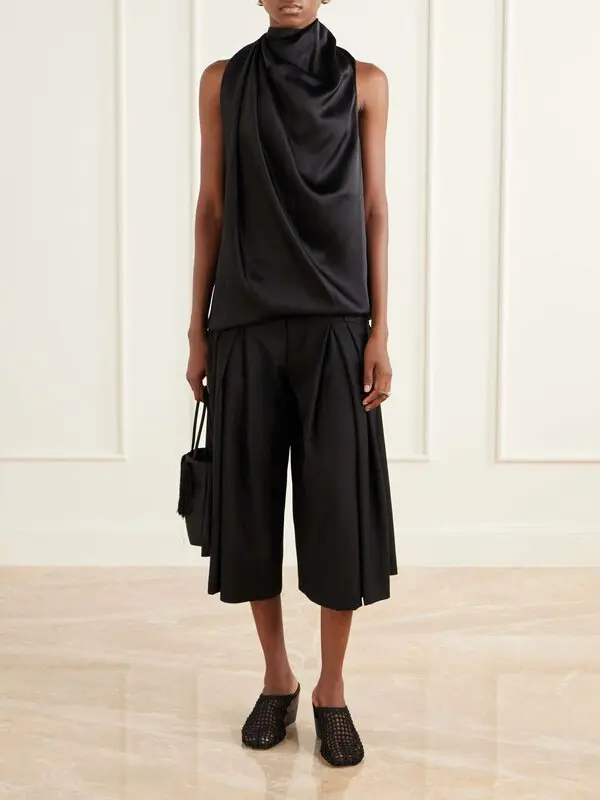 LIBEROWE Pleated Wool-fresco Culotte Shorts