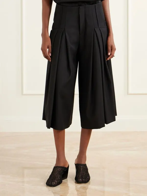 LIBEROWE Pleated Wool-fresco Culotte Shorts