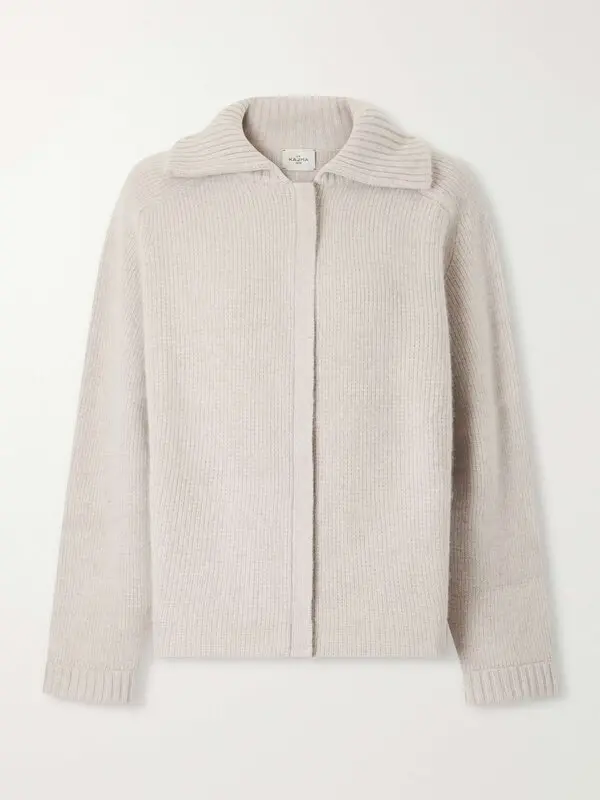 Le Kasha Ribbed Cashmere Zip-up Cardigan