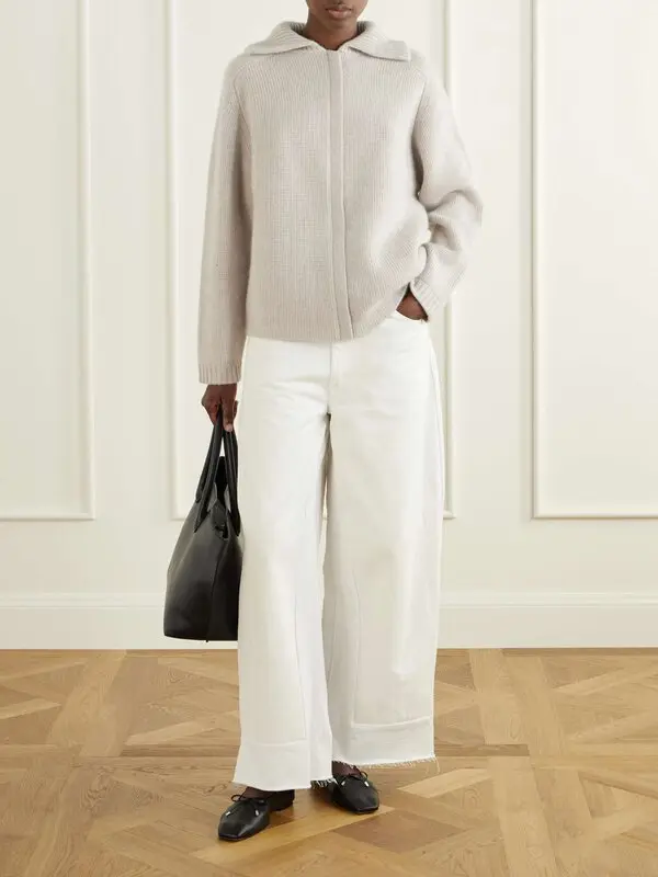 Le Kasha Ribbed Cashmere Zip-up Cardigan