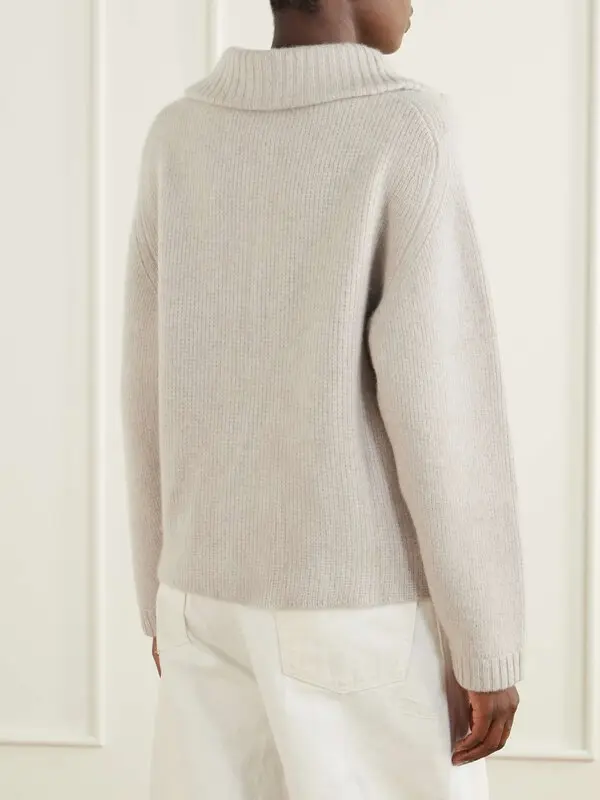 Le Kasha Ribbed Cashmere Zip-up Cardigan