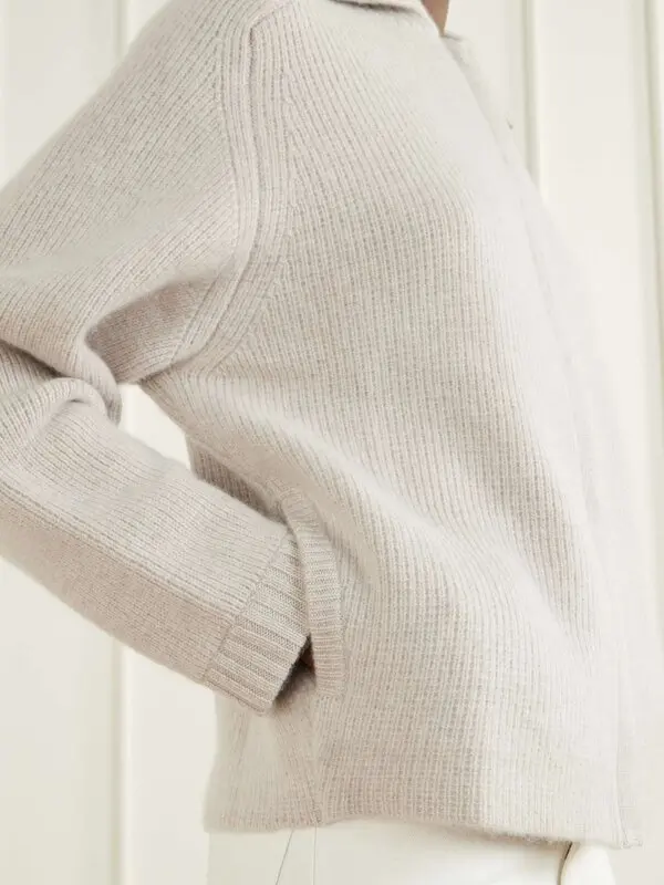 Le Kasha Ribbed Cashmere Zip-up Cardigan
