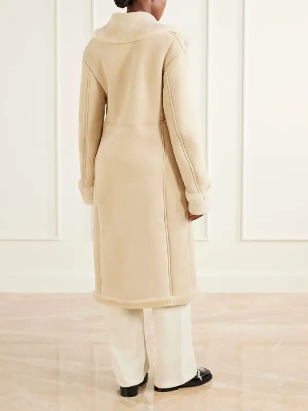 Simone Rocha Embellished Double-breasted Shearling Coat