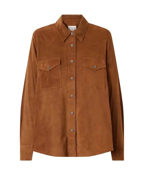TWP Calf Leather Suede Jacket - Brown