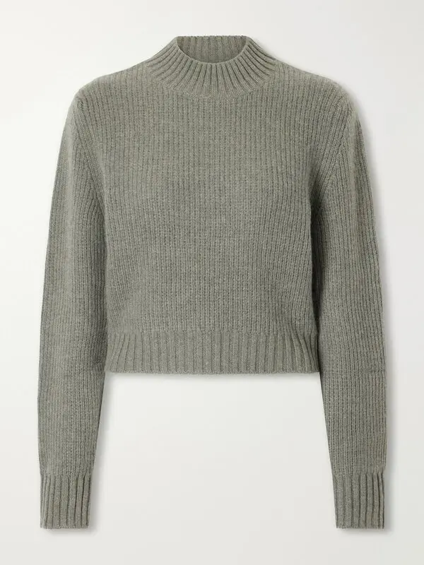 Le Kasha Chiba Ribbed Cropped Cashmere Turtleneck Sweater - Green