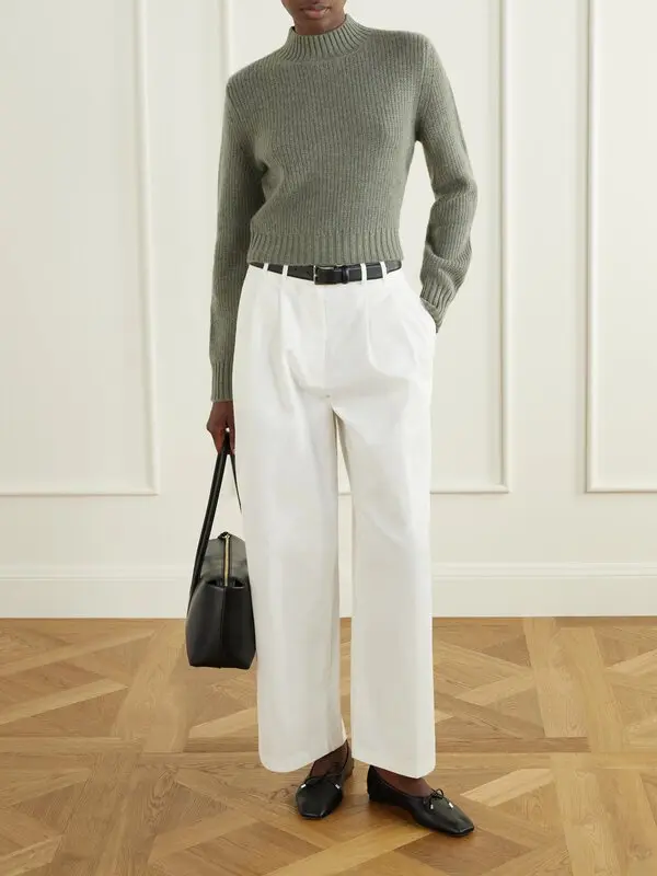 Le Kasha Chiba Ribbed Cropped Cashmere Turtleneck Sweater