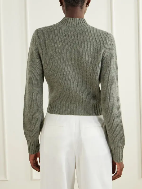 Le Kasha Chiba Ribbed Cropped Cashmere Turtleneck Sweater
