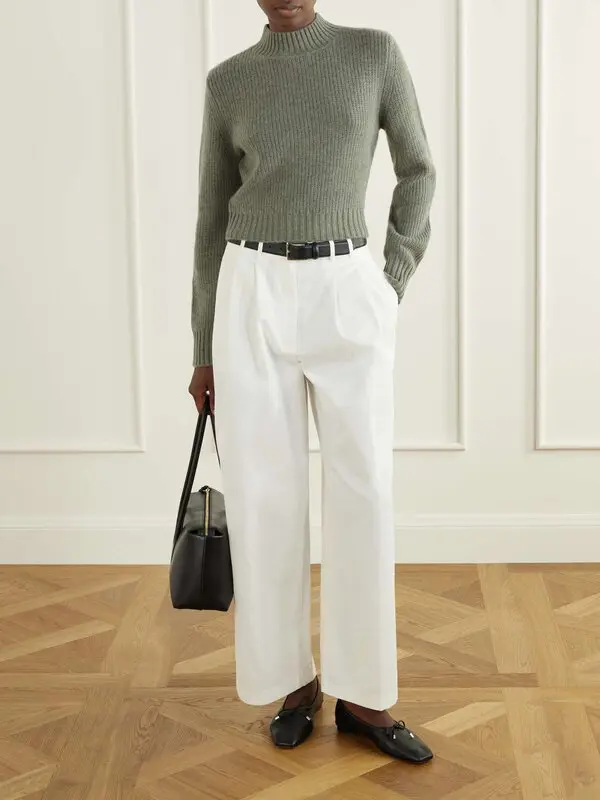 Le Kasha Chiba Ribbed Cropped Cashmere Turtleneck Sweater