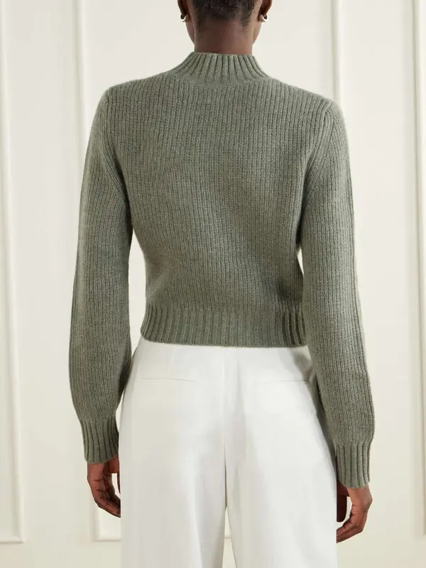 Le Kasha Chiba Ribbed Cropped Cashmere Turtleneck Sweater