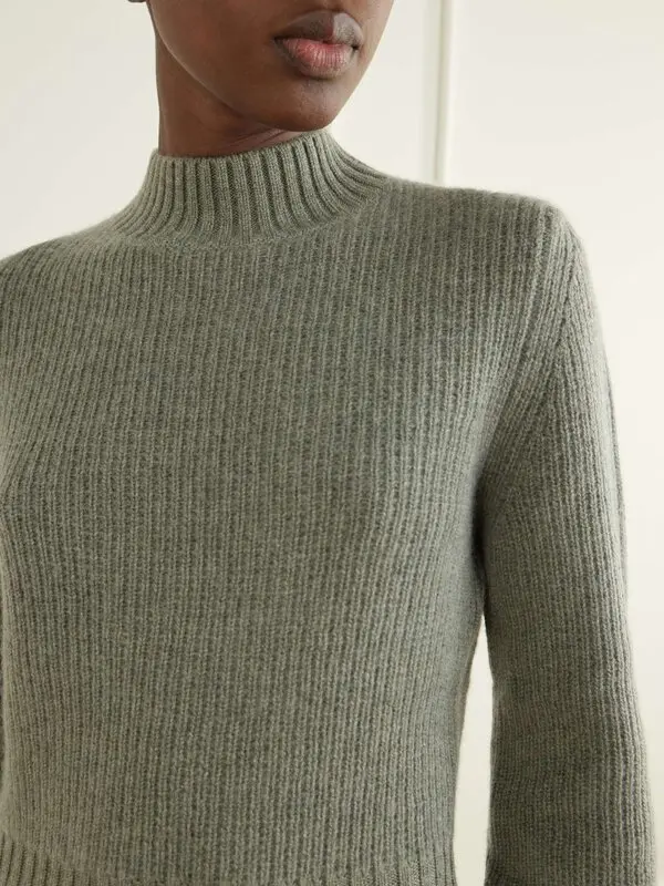 Le Kasha Chiba Ribbed Cropped Cashmere Turtleneck Sweater