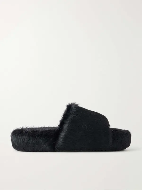 Rick Owens Chancla Calf Hair Slides