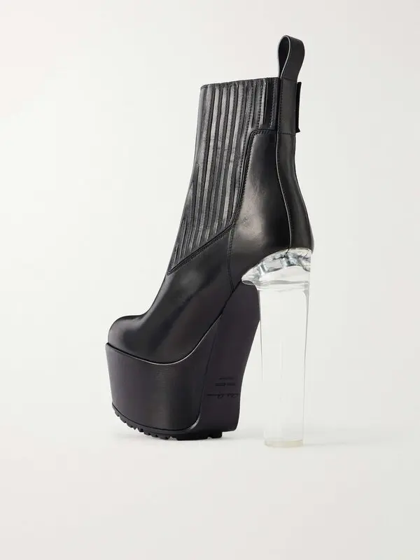 Rick Owens Beatle Kiss Leather Ankle Boots