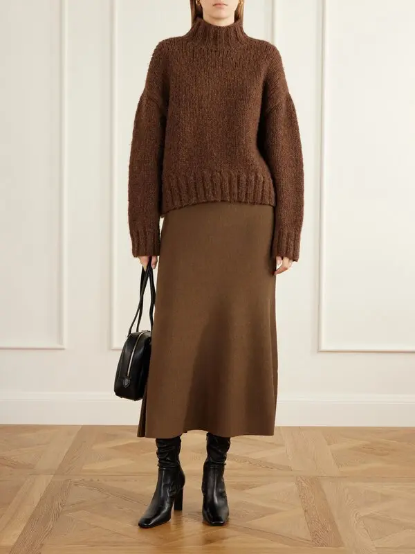 Simkhai Wool Midi Skirt - Brown