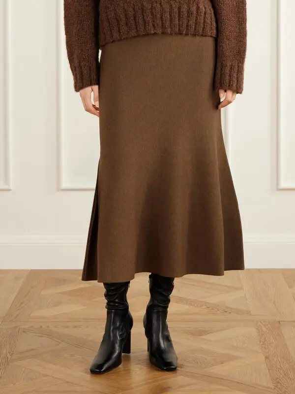 Simkhai Wool Midi Skirt - Brown