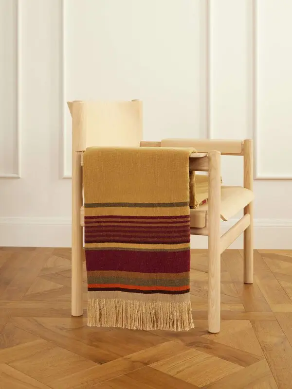 THE HOUSE OF LYRIA Grottesco Fringes Striped Woven Throw - Camel