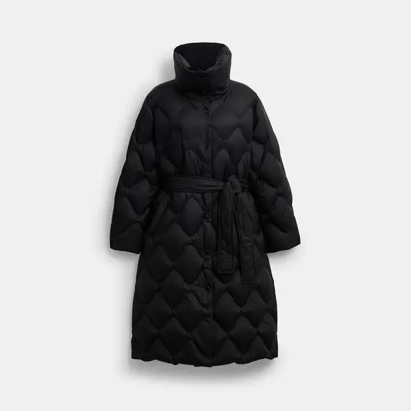 COACH OUTLET Quilted Long Puffer - Black