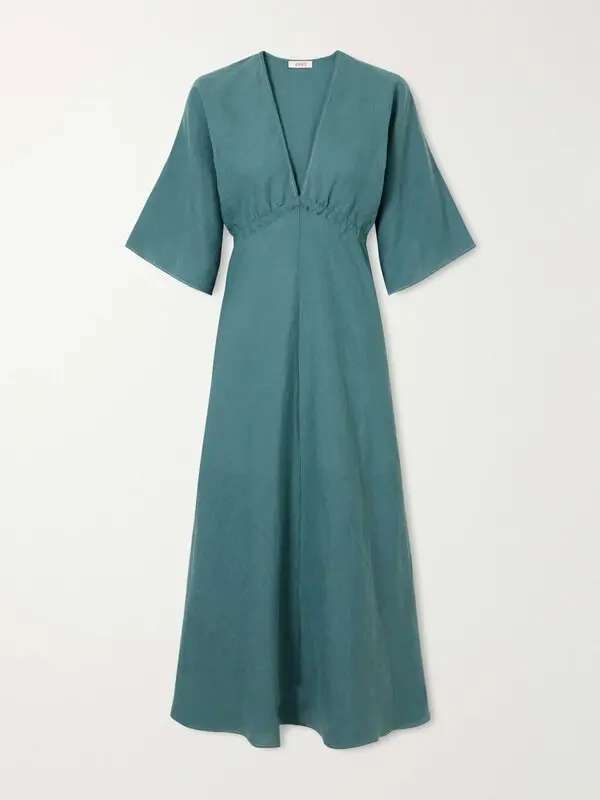 ERES Brilliance Gathered Linen Midi Dress