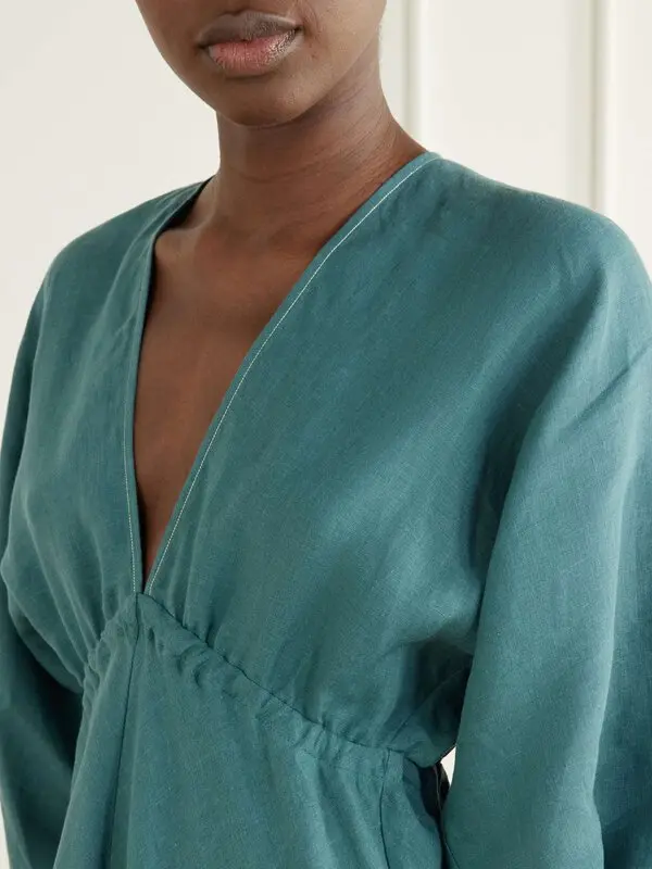 ERES Brilliance Gathered Linen Midi Dress