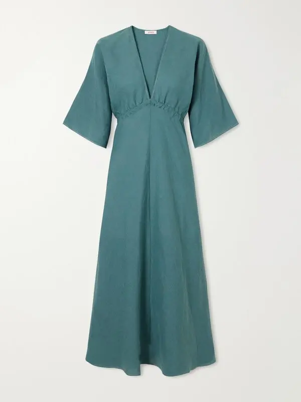 ERES Brilliance Gathered Linen Midi Dress