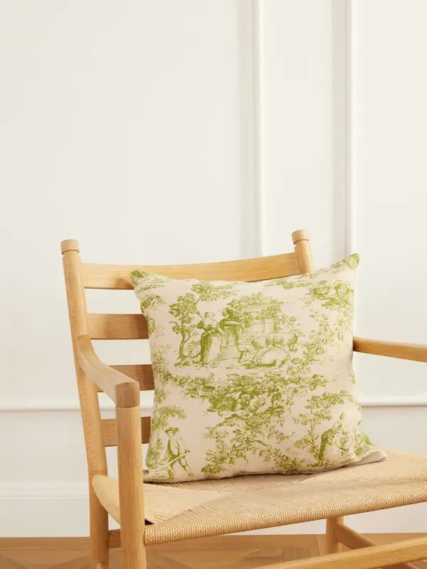 THE HOUSE OF LYRIA Glafira Floral-print Linen Cushion - Ivory