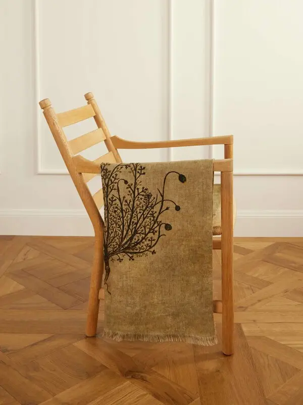 THE HOUSE OF LYRIA Firmamento Fringed Linen And Cotton-blend Throw - Gold