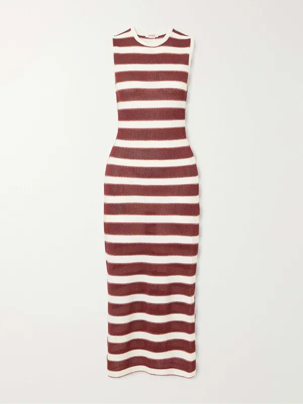 ERES Régulière Striped Metallic Cotton-blend Midi Dress