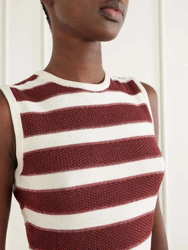 ERES Régulière Striped Metallic Cotton-blend Midi Dress