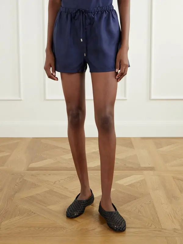 Comme Si Everyday Cami Silk-twill Shorts - Blue