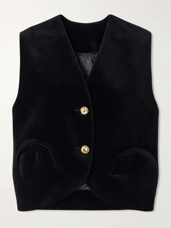 BLAZÉ MILANO Gliss Cotton-velvet Vest - Black