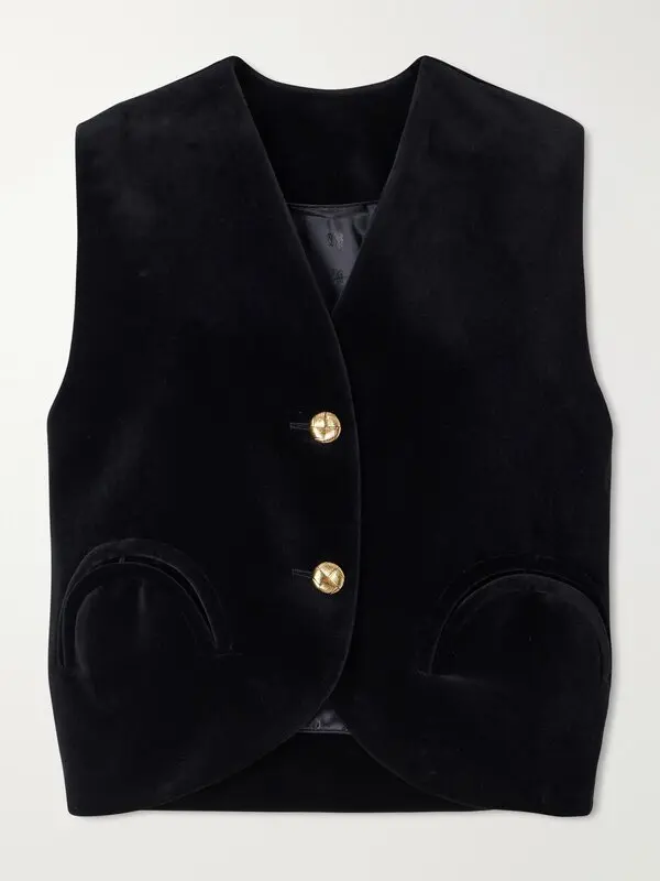 BLAZÉ MILANO Gliss Cotton-velvet Vest - Black
