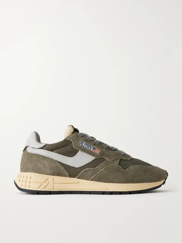 AUTRY Reelwind Low Suede-trimmed Mesh And Shell Sneakers - Green