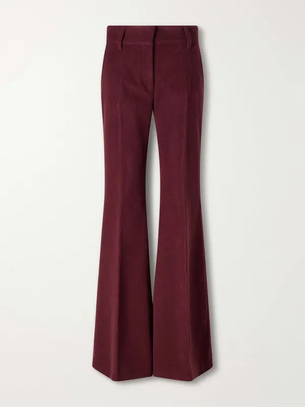 Gabriela Hearst Rhein Cashmere And Wool-blend Flared Pants - Plum